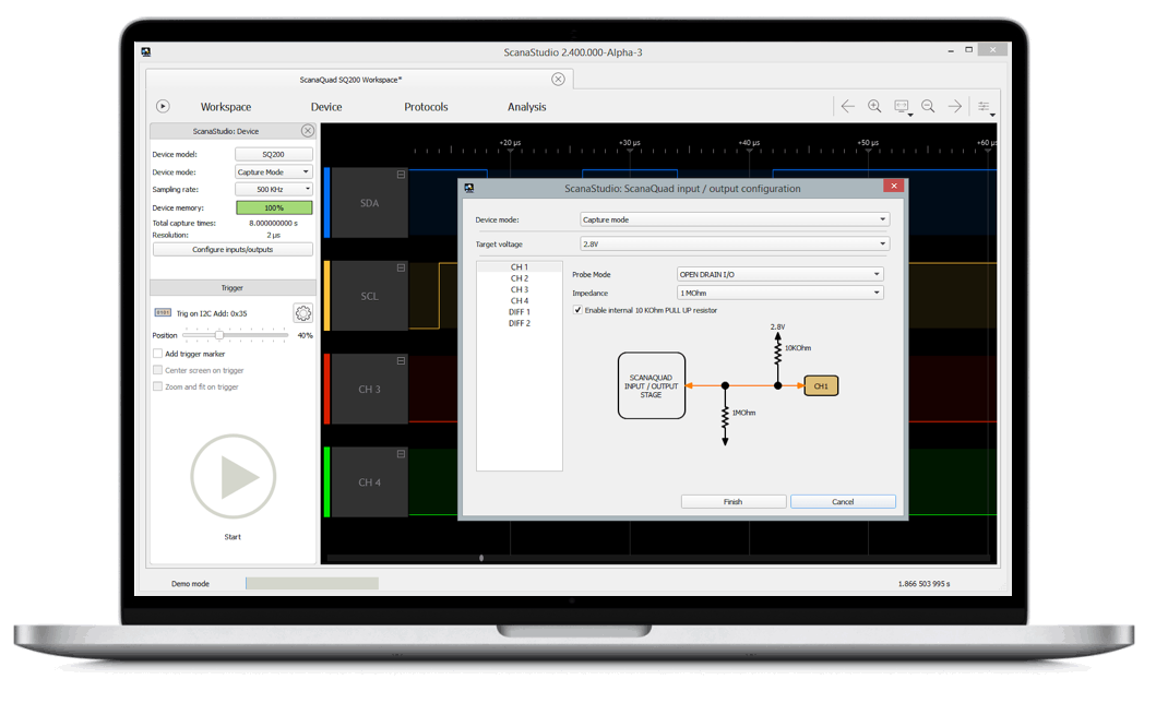 Ikalogic SCANAQUAD SQ Series | Logic Analyzer & Pattern Gen