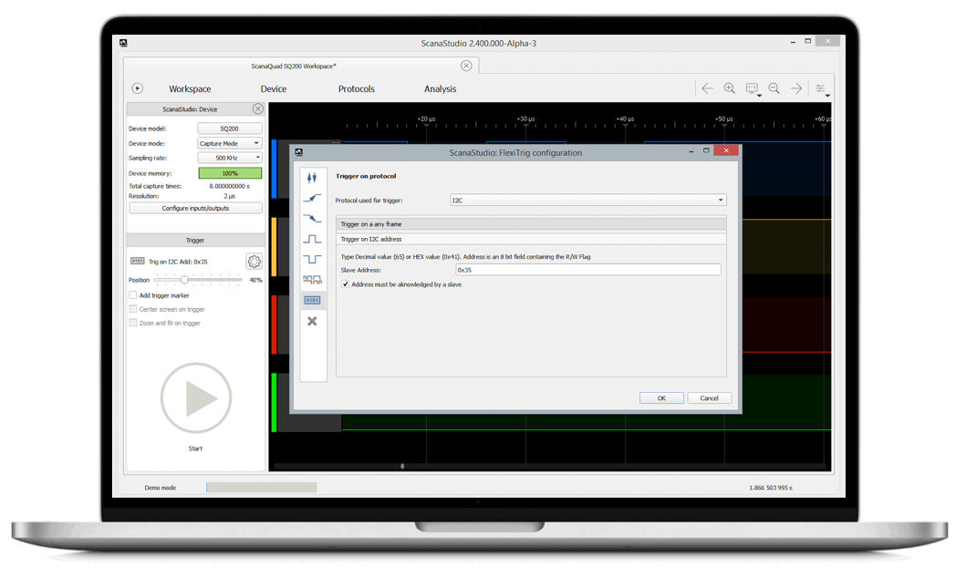 Ikalogic SCANAQUAD SQ Series | Logic Analyzer & Pattern Gen