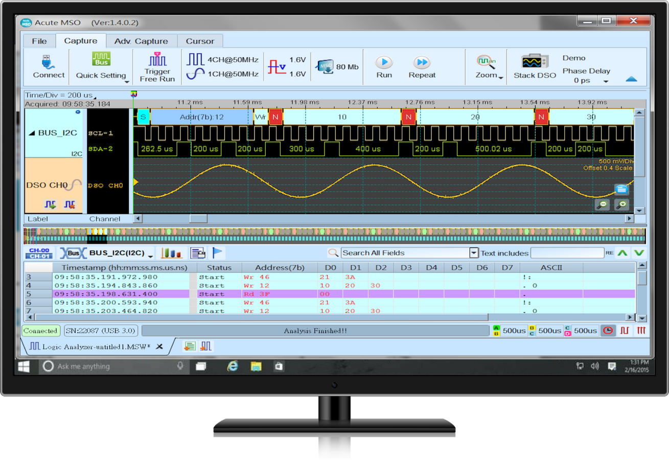 Acute MSO2000 Series | Mixed Signal Oscilloscope & Logic/Protocol Analyzer